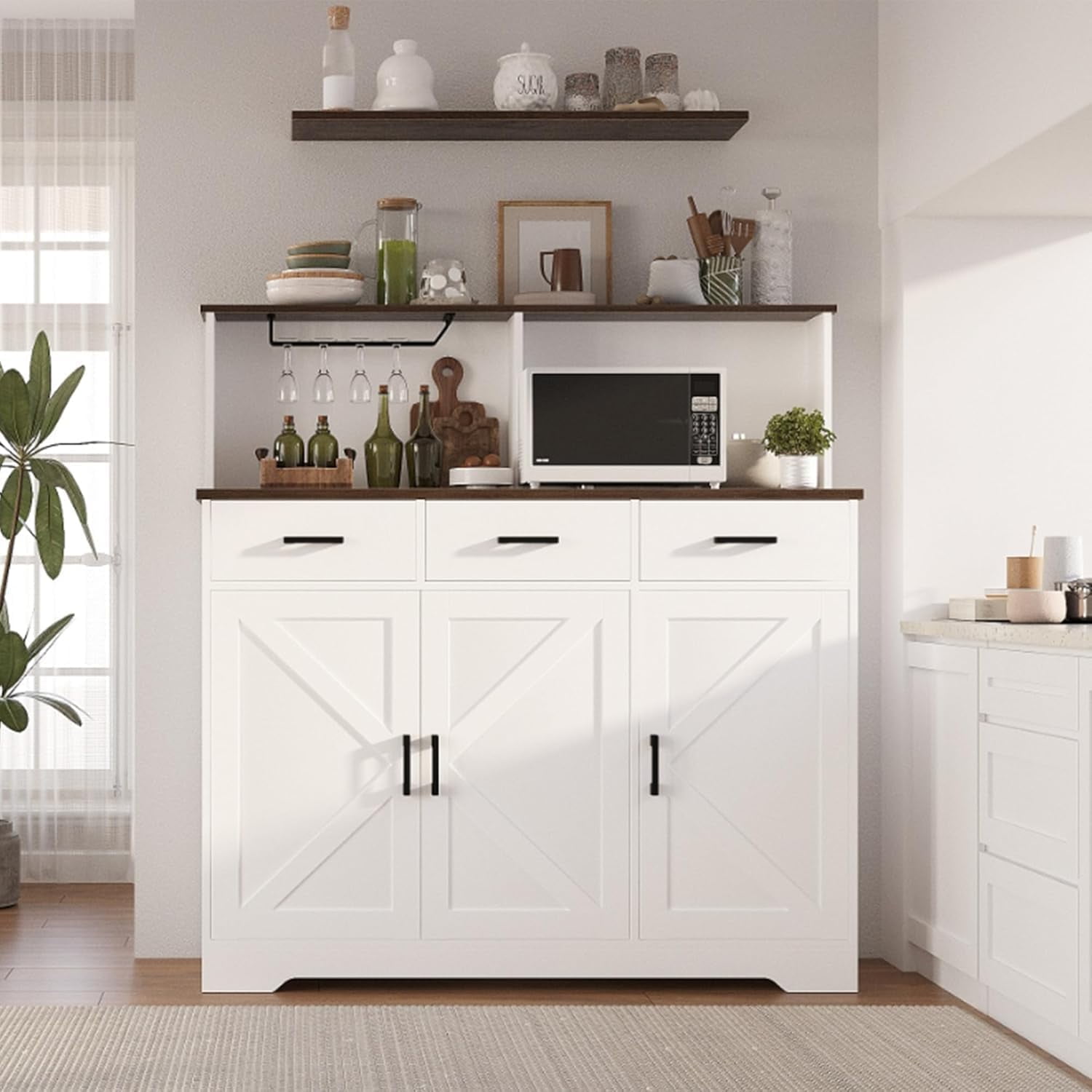 Click here for Beesclover Farmhouse Sideboard Buffet With Microwa... prices