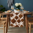 Brown Moroccan Cotton Linen Table Runner Abstract Gradient Gold Brown ...
