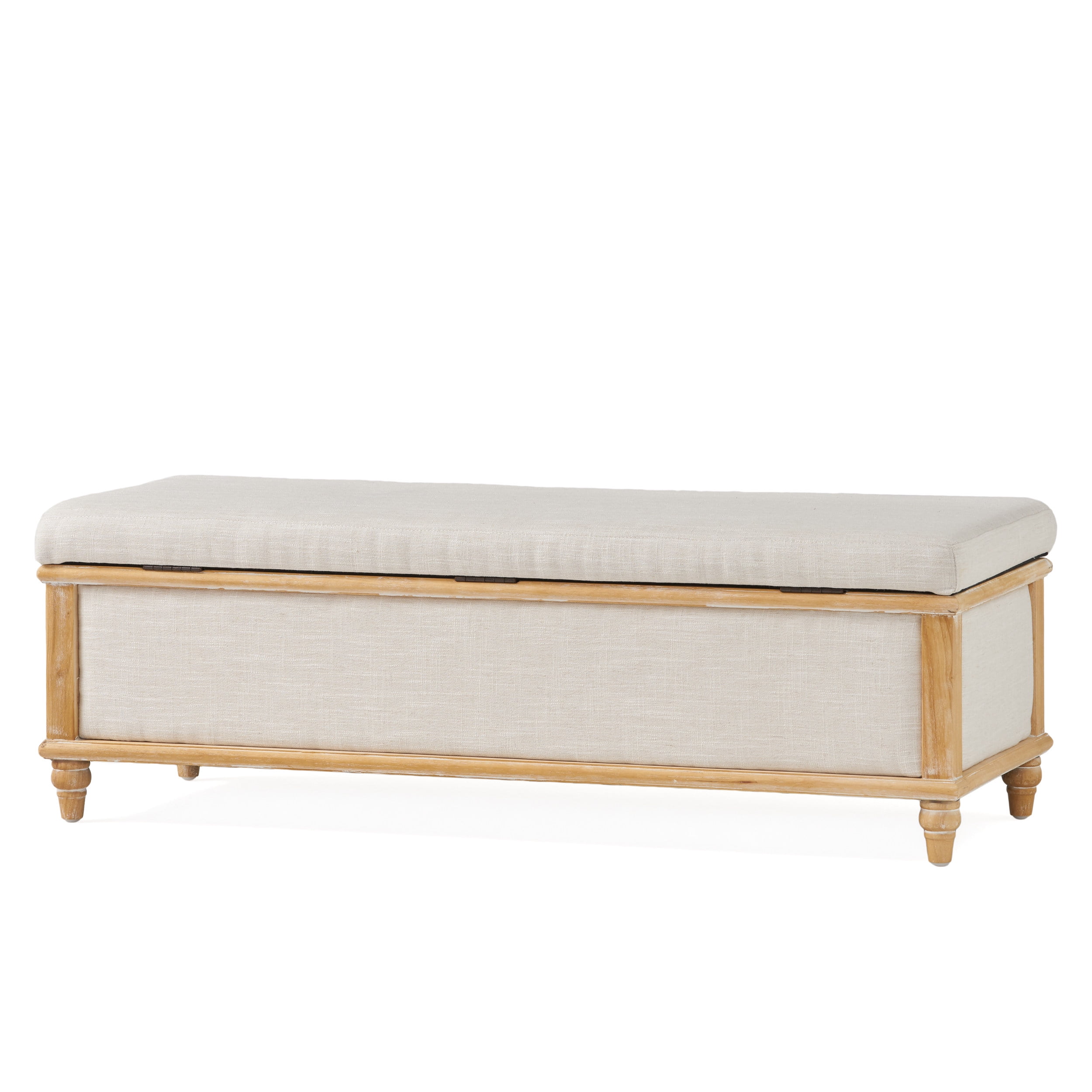 Noble House Abigail Ivory Fabric Storage Ottoman - Walmart.com