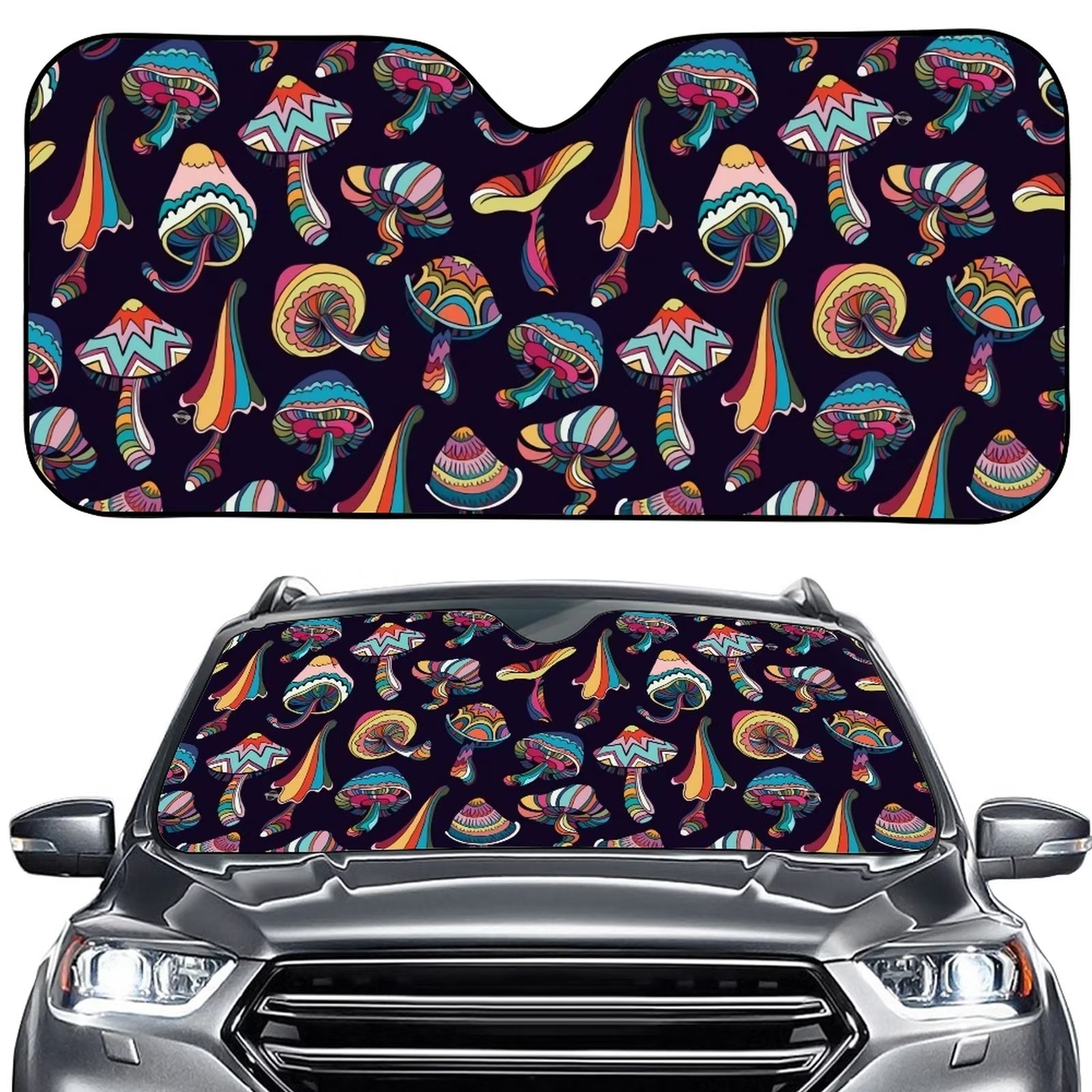 NETILGEN Psychedelic Aesthetic Hippy Mushrooms Car Sun Shade Thick ...