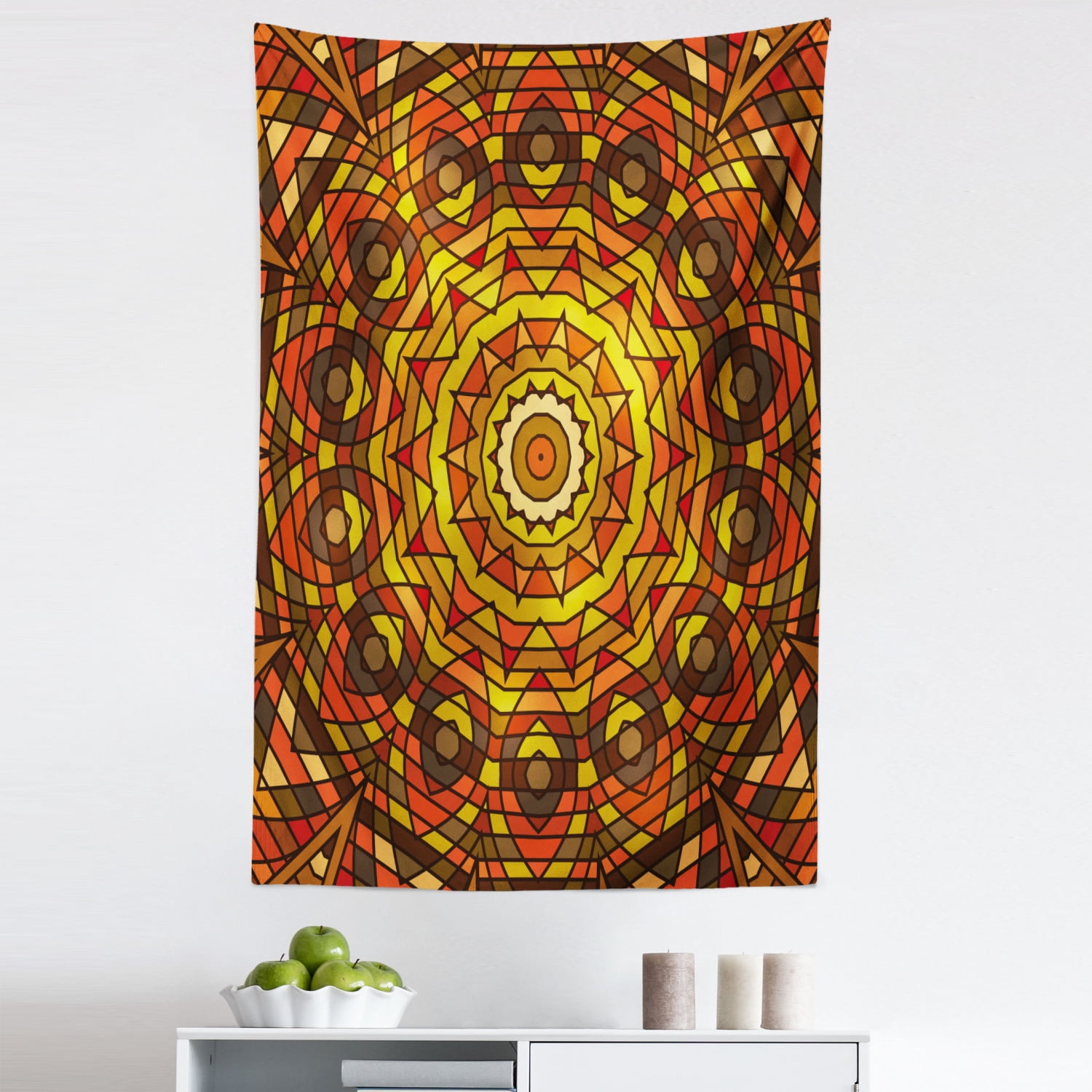 Vintage Tapestry, Circular Round Celtic Motif with Spiral Turning Lines ...