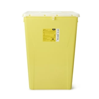 SharpSafety Chemotherapy Waste Container, 2 Gallon, Yellow, Hinged Lid ...
