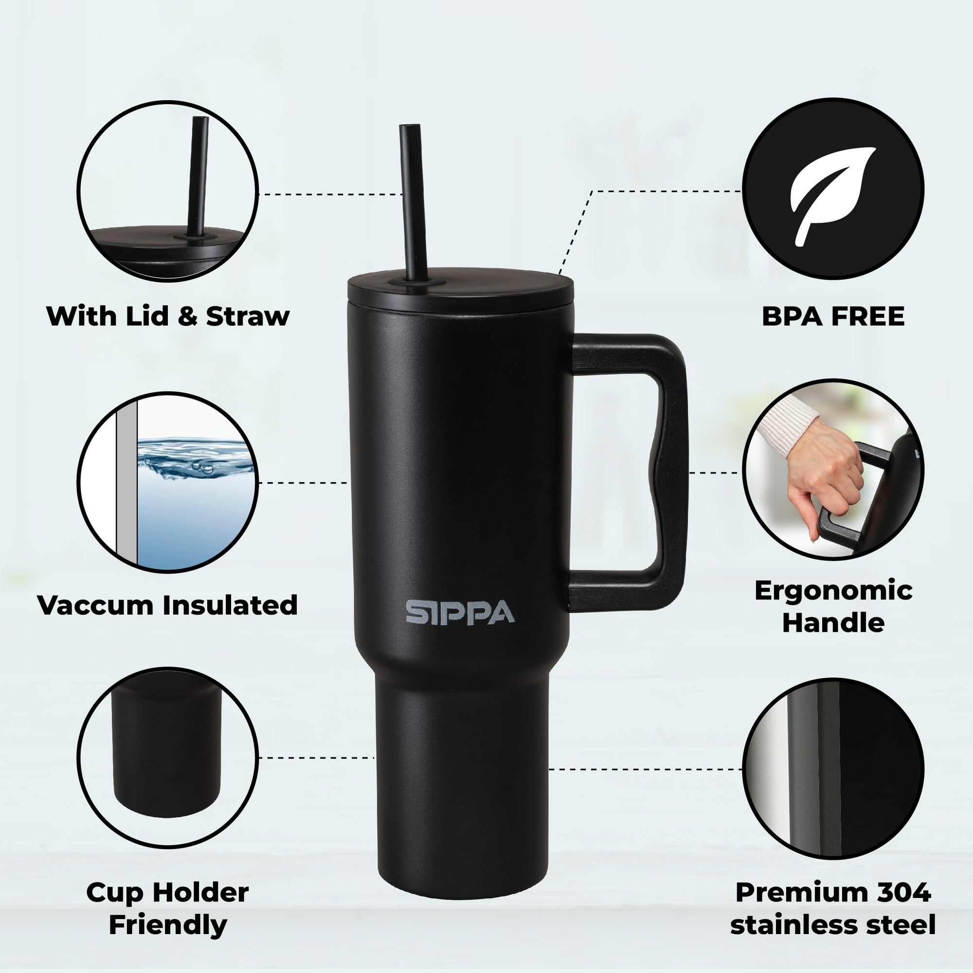 Click here for Sippa 40 Oz Stainless Steel Tumbler With Straw Lid... prices