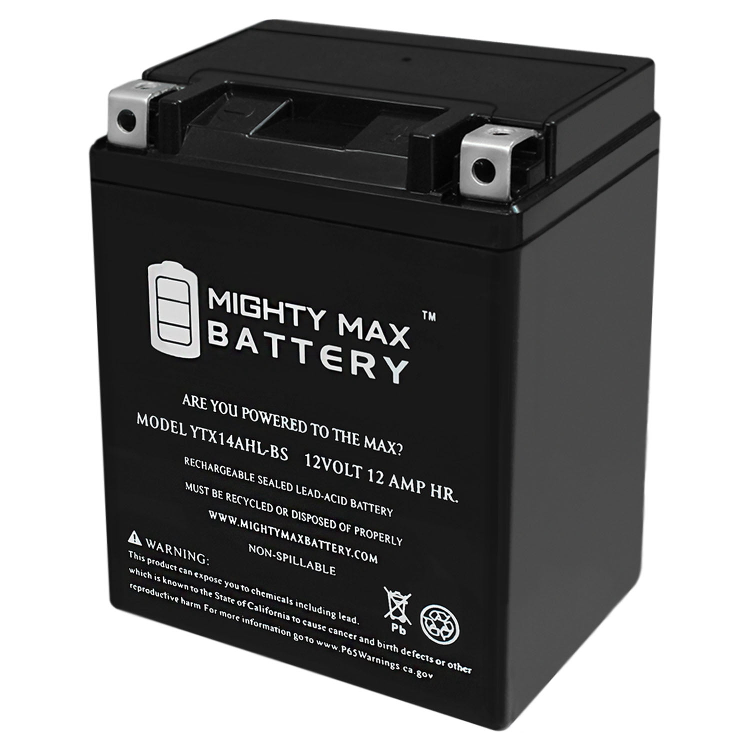 YTX14AHL 12V 12Ah Battery for Kawasaki 650 KL650-A, E, KLR 2015-2016 ...