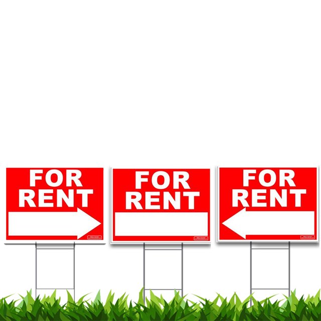 For Rent Yard Sign Kit - Rental Property - (1) 24" x 18" Yard Sign (2 ...