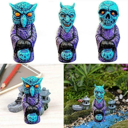 Horror Midnight Ritual Skull Owl Demon Pumpkin Statue Halloween Garden ...