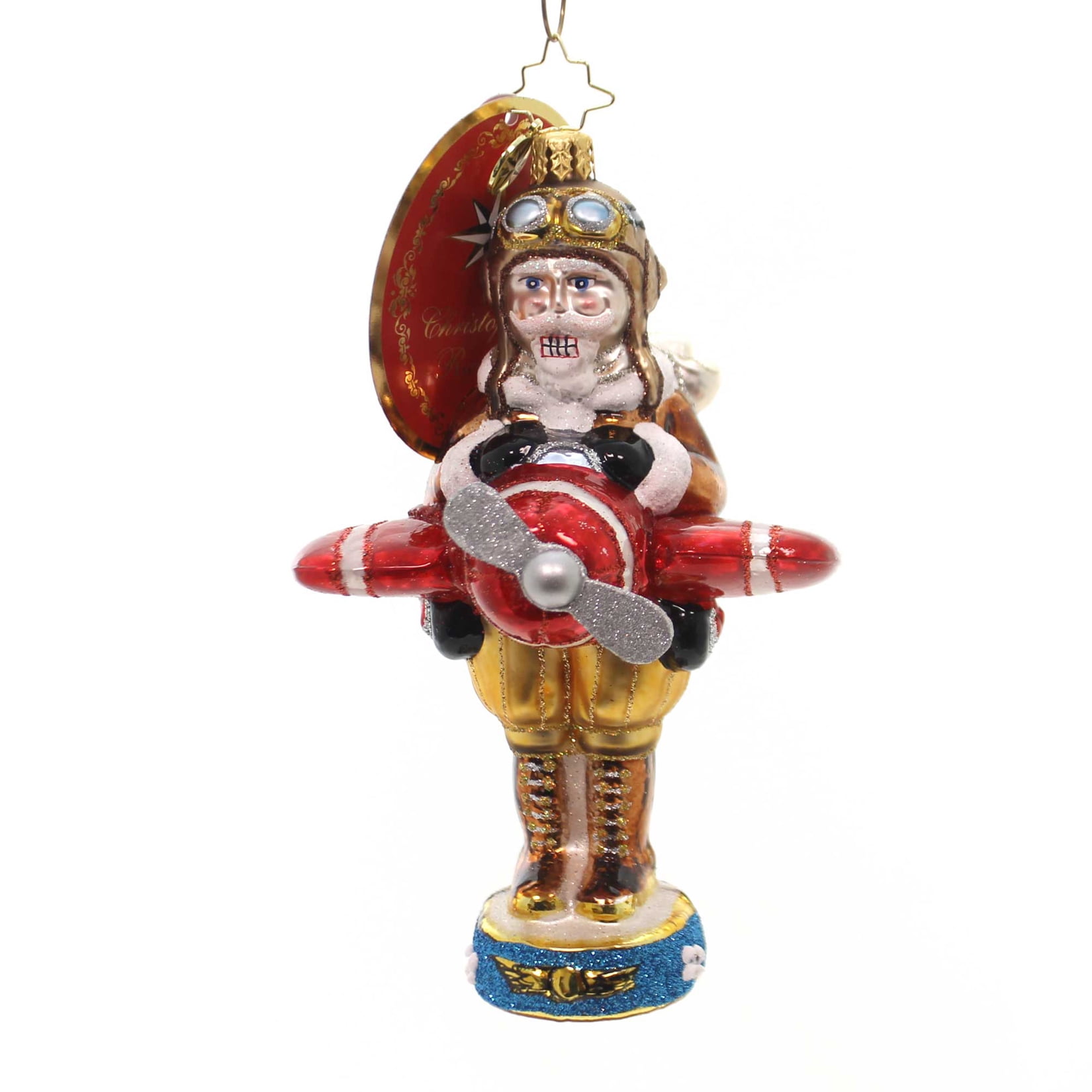 Christopher Radko FLYING ACE NUTCRACKER Glass Plane Pilot 1019027 ...