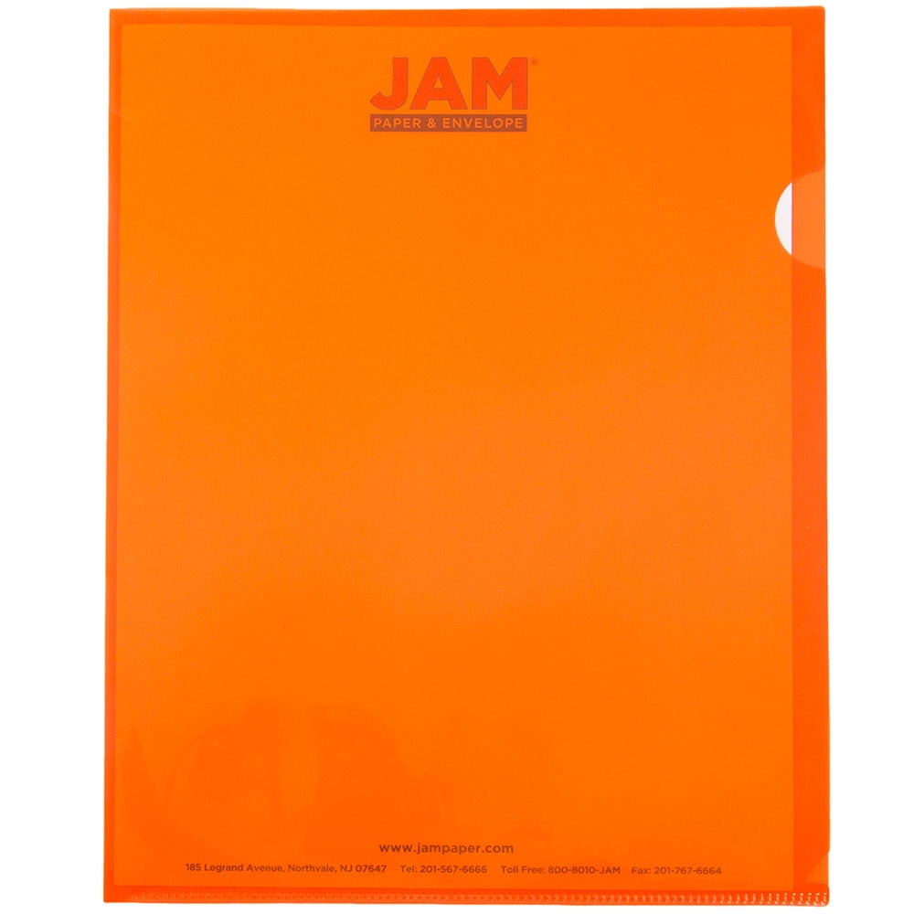 JAM Paper Plastic Sleeves, Letter Size, 9 x 11 1/2, Orange, 120 Bulk ...