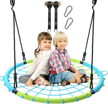 "ZENSTYLE 40"" Kids Circle Web Spider Tree Swing with 71"" Adjustable ...