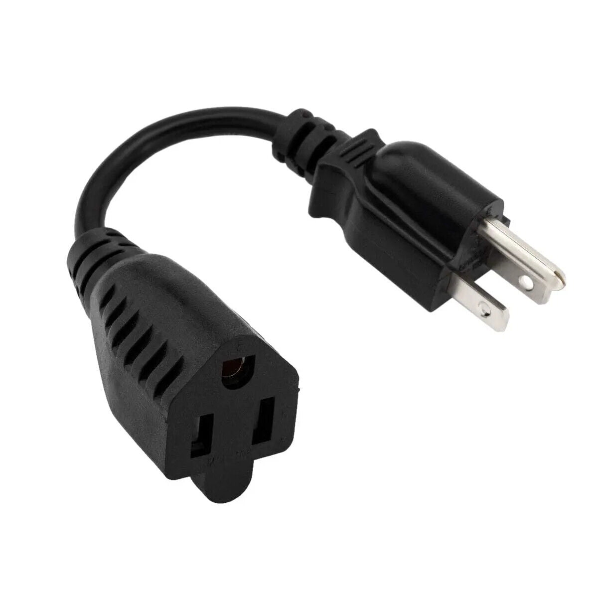 6-Inch Power Extension Cord 3 Prong Plug 16AWG 300V UL Listed - Black ...