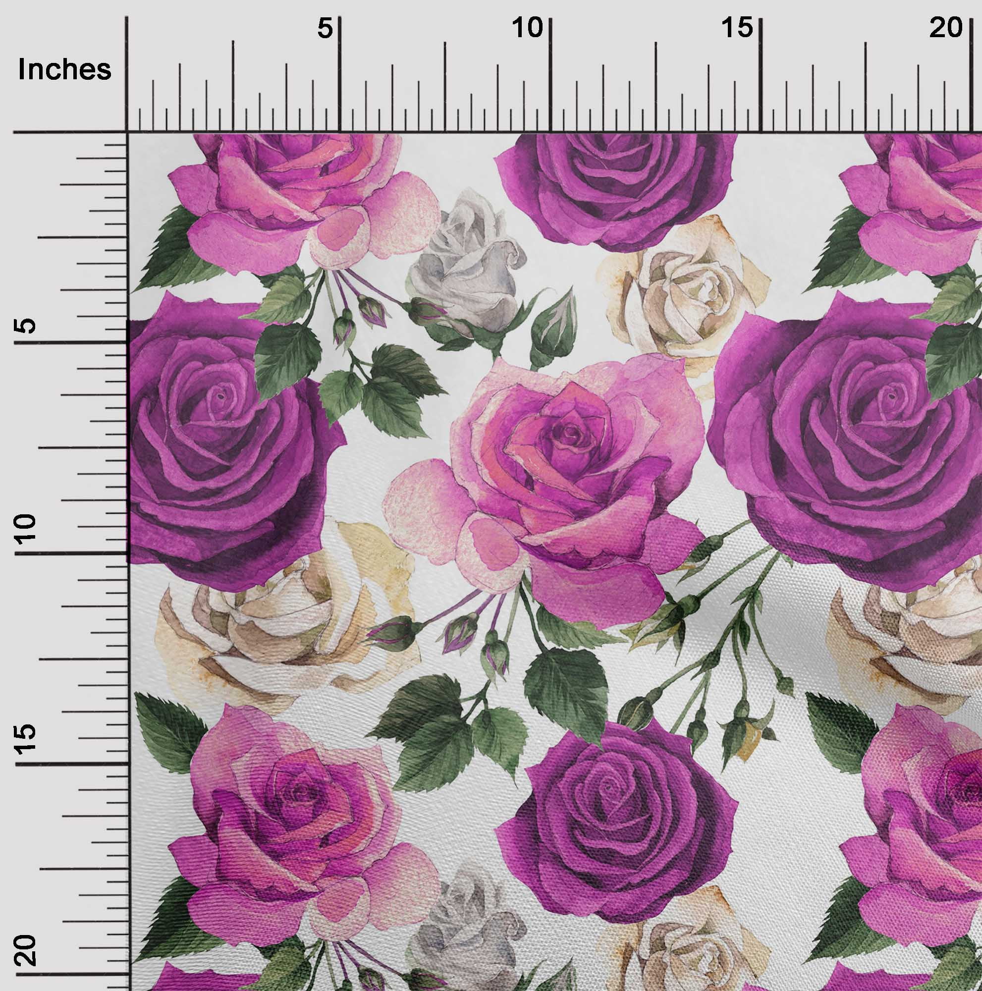 oneOone Silk Tabby Pink Fabric Leaves & Rose Floral Fabric For Sewing ...