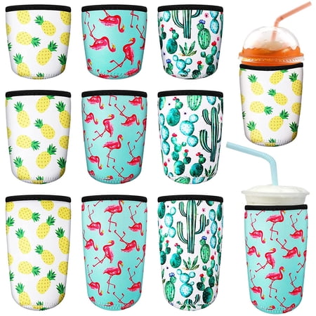 9 Pieces Reusable Iced Coffee Sleeves Insulator Cup Holder Insulated ...