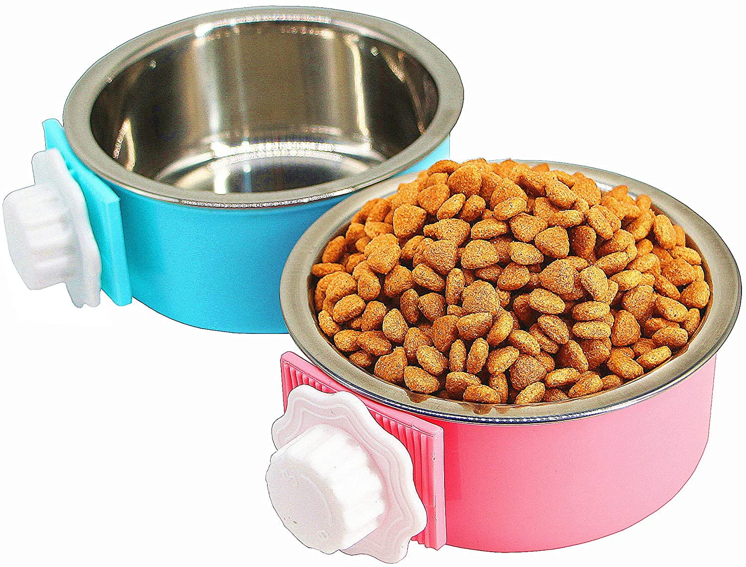 2 Pack Crate Dog Bowl, Removable & Stainless Steel Kennel Water Bowl ...