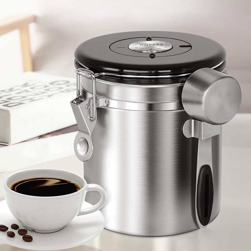 Airtight Coffee Canister Stainless Steel Coffee Storage Container with ...
