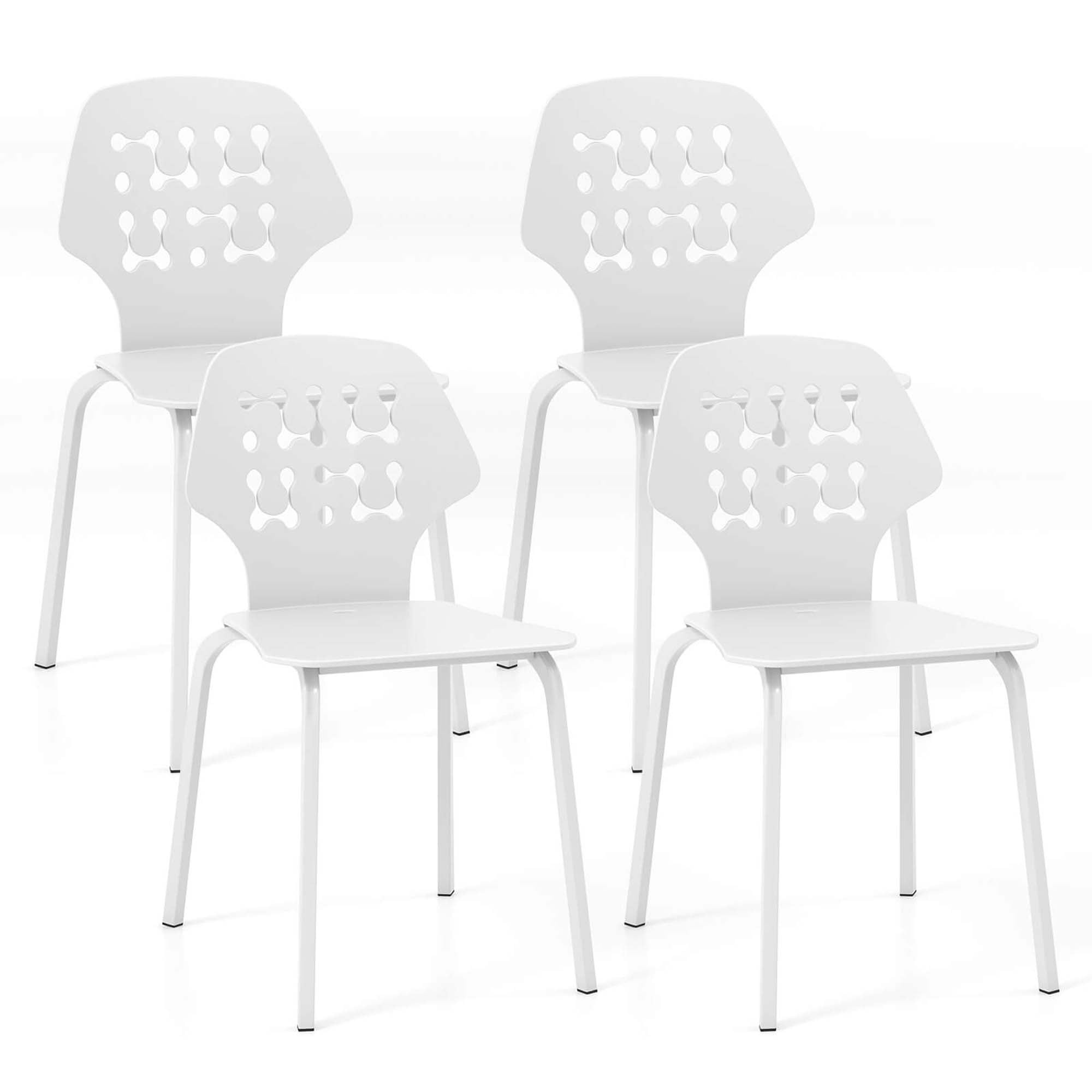 Click here for Costway Metal Dining Chair Set Of 4 Armless Kitche... prices