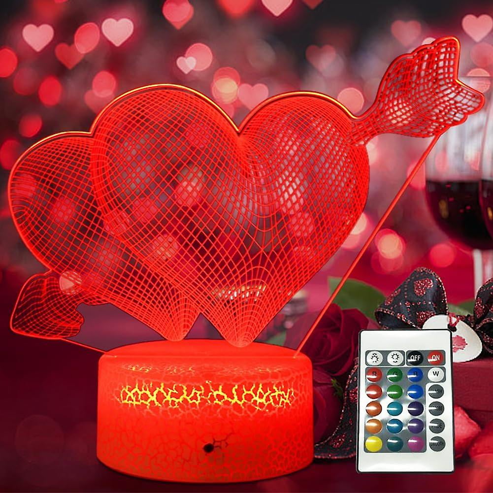 Love Night Light for Kids, Remote Control 16 Color Changes Dimmable, 3D ...