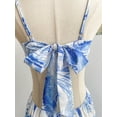 Blue And White Vintage Floral Print V-Neck Hollow Waist A-Line Maxi ...