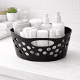 (5) Storage Basket Plastic Organizer Bin Black Oval Container With ...