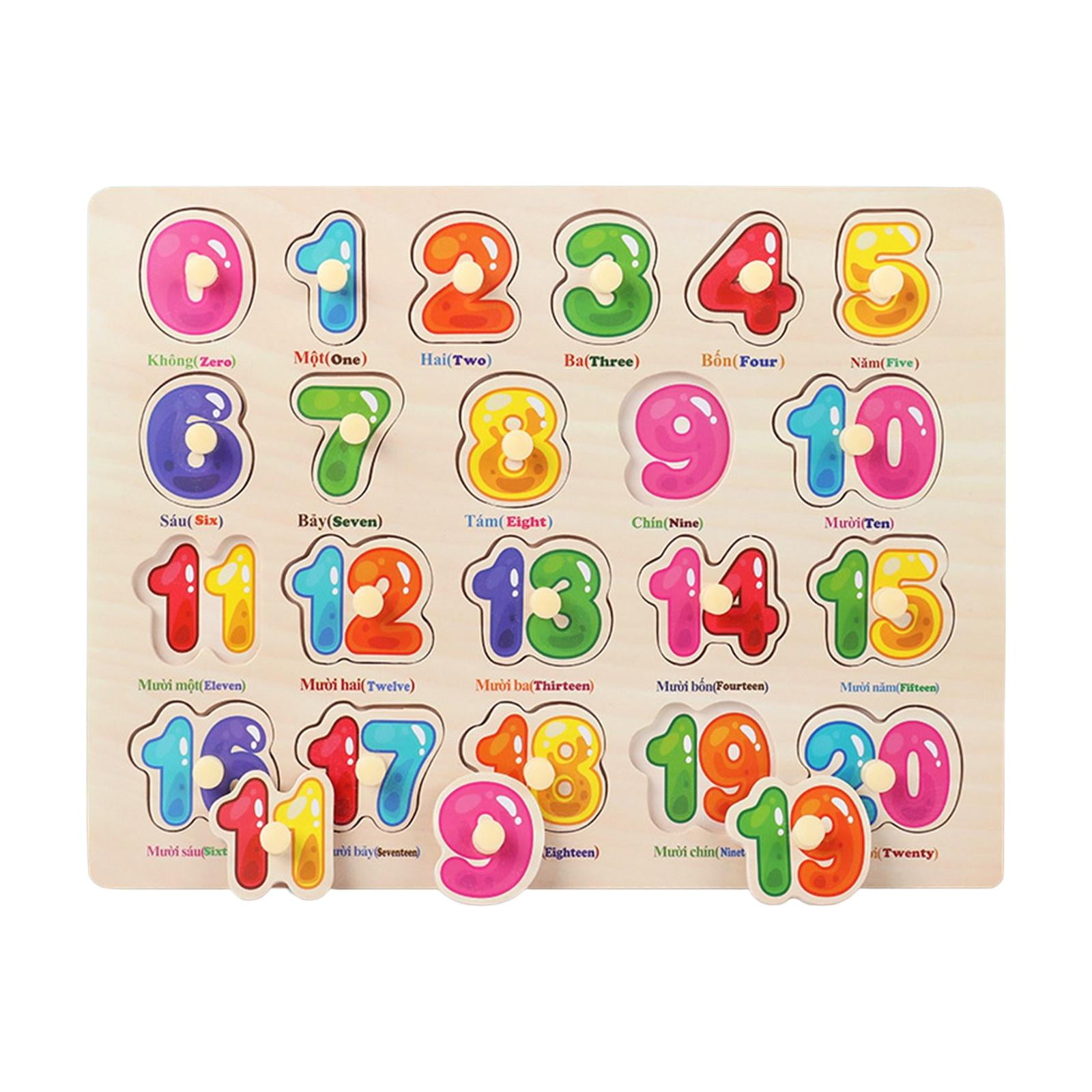 Montessori Toys Wooden Jigsaw Number Puzzle Peg Board Building Puzzle ...