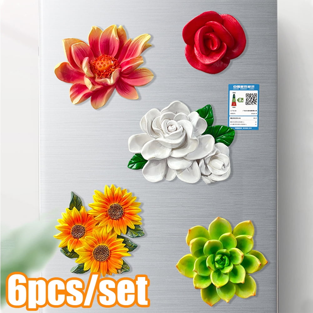 Vnanda 6Packs Flower Refrigerator Magnets Flower Stickers, Creative ...