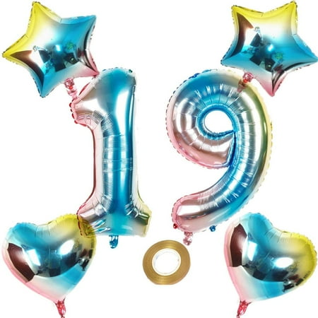 Balloons Number 19 Number 19 Balloon Rainbow 19 Number Balloon Foil ...