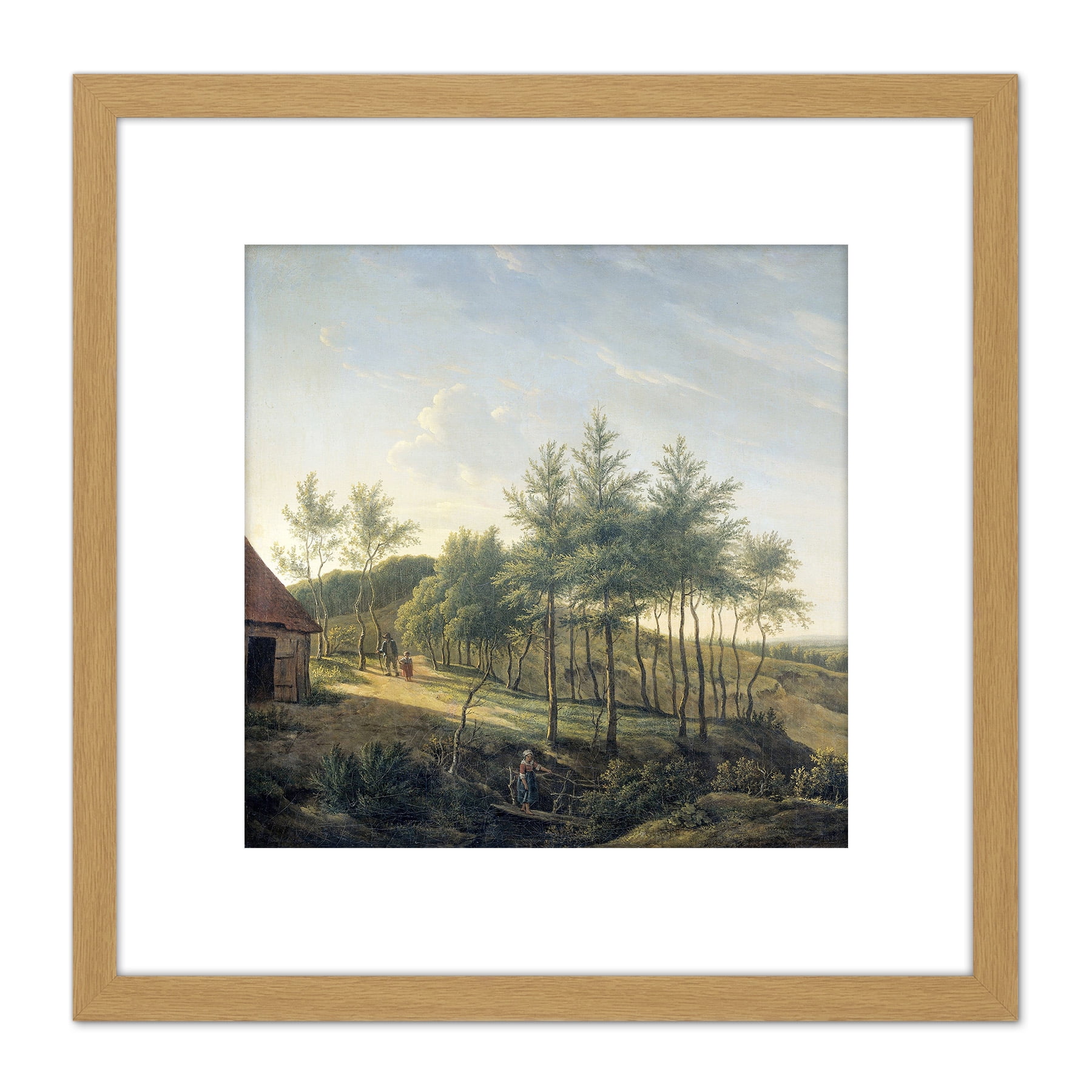 Michaelis Hilly Landscape Trees Painting 8X8 Inch Square Wooden Framed ...