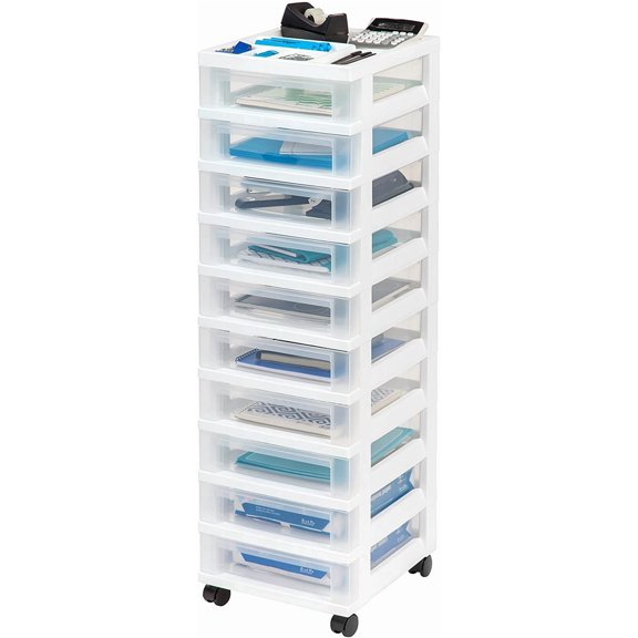 Simply Tidy 34" White Modular Mobile Panel Tower with Wheels for Small ...