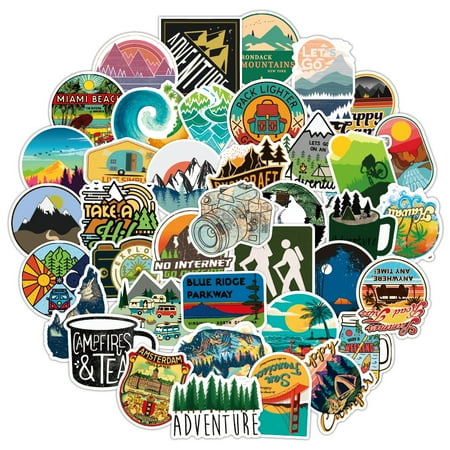 Xizioo Stickers 50 PCS Outdoor Adventure Hiking Landmark Travel ...