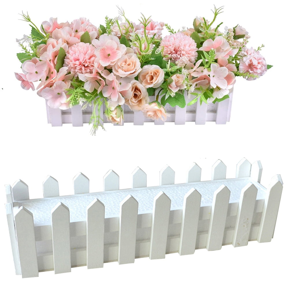 Visland Wood Picket Fence Planter,Wooden Flower Box Decorative Decking ...