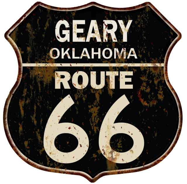 GEARY, OKLAHOMA Route 66 Shield Metal Sign Man Cave Garage 211110014210 ...
