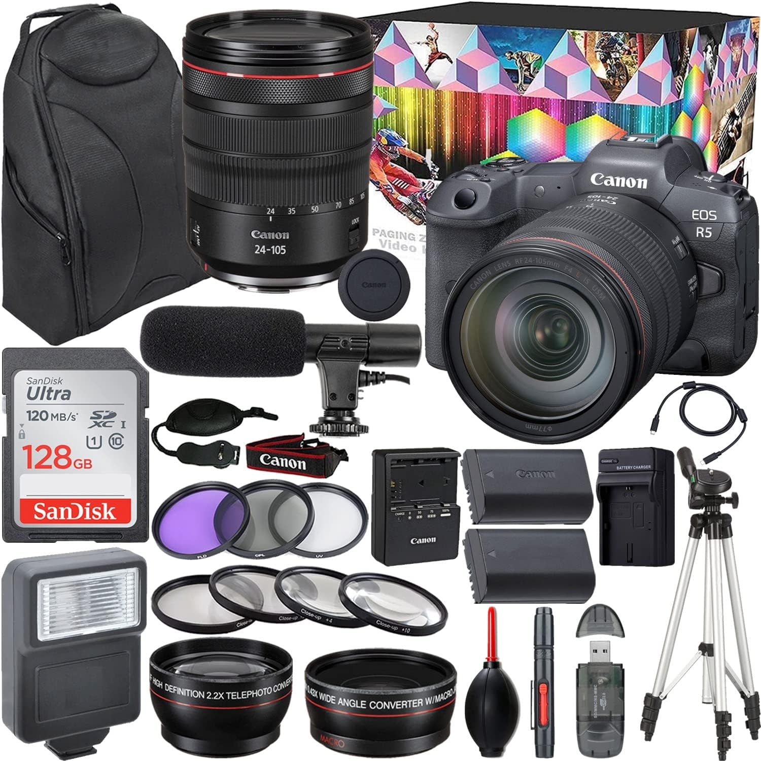 Camera bundle for Canon EOS R5 Mirrorless Camera with RF 24-105mm f/4 L ...