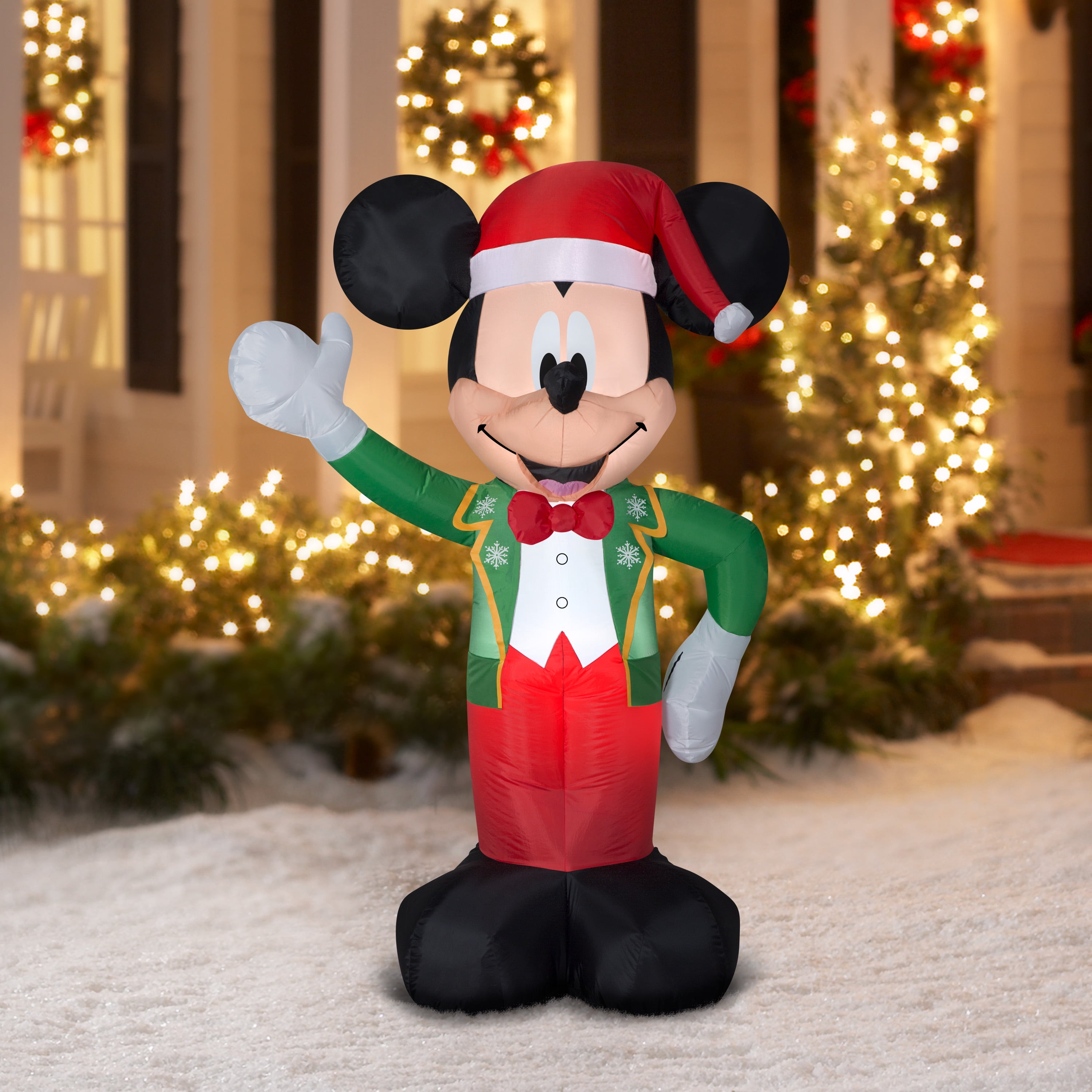 Airblown Inflatable Mickey Mouse With Santa Hat 5 Ft Christmas