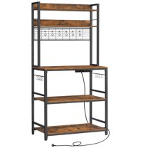 Bakers Rack for Kitchen, 6-Tier Kitchen Shelves with 6 Hooks, Microwave ...