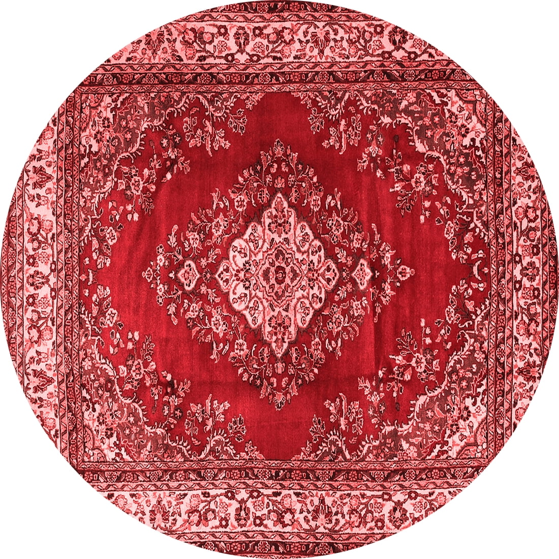 Ahgly Company Indoor Round Medallion Red Traditional Area Rugs, 8 ...
