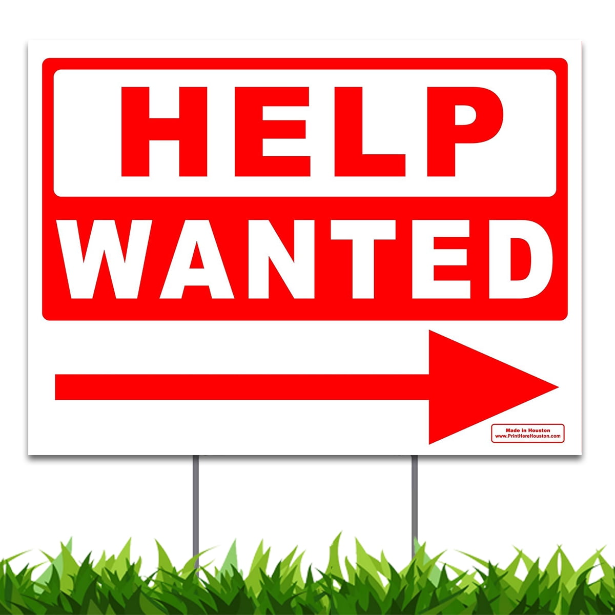Large 24" x 18" Help Wanted Directional Arrow Yard Sign Lawn Signage ...