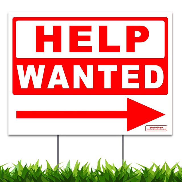 Large 24" x 18" Help Wanted Directional Arrow Yard Sign Lawn Signage ...