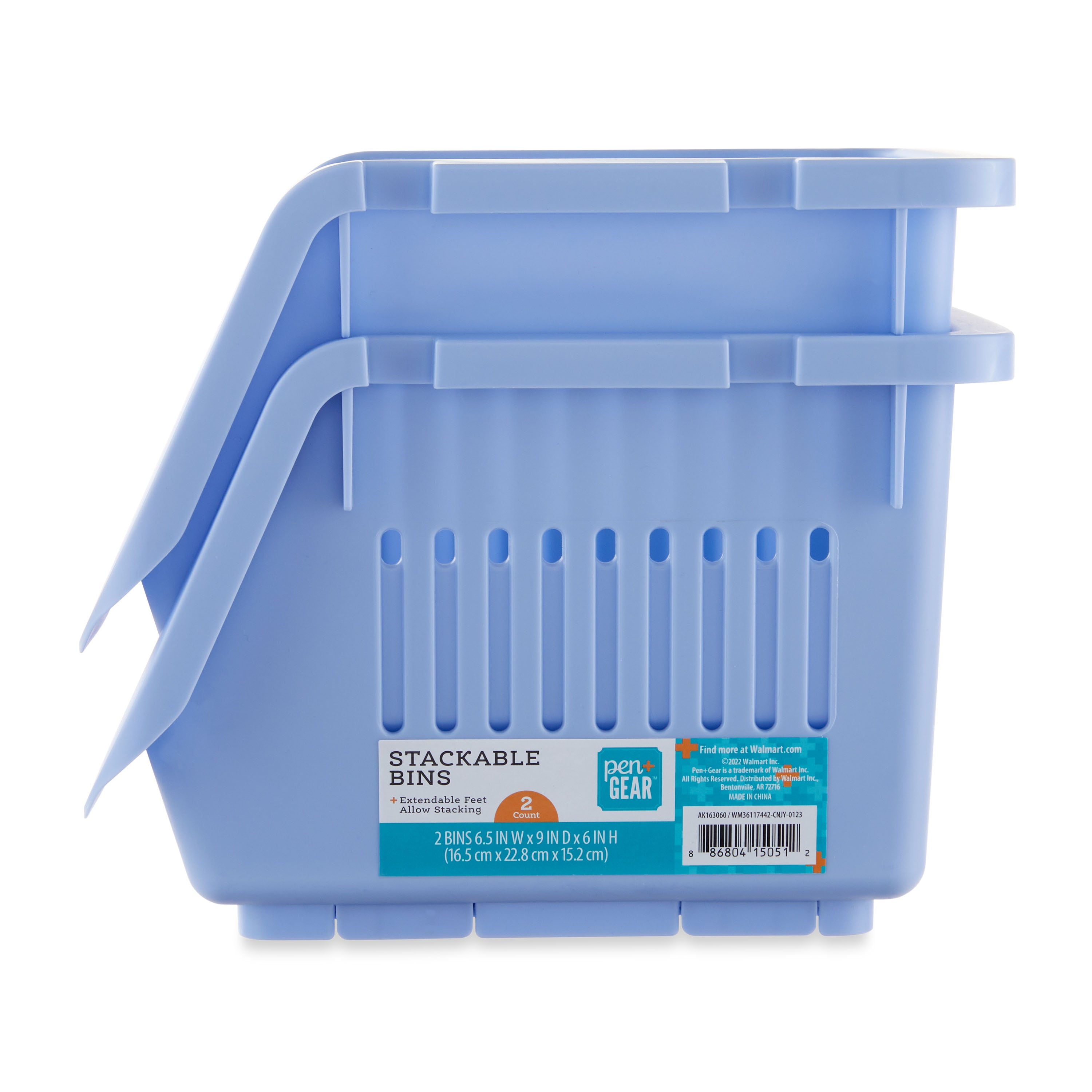 Pen + Gear Stackable Polypropylene, Plastic Storage Bins, Periwinkle, 2 ...