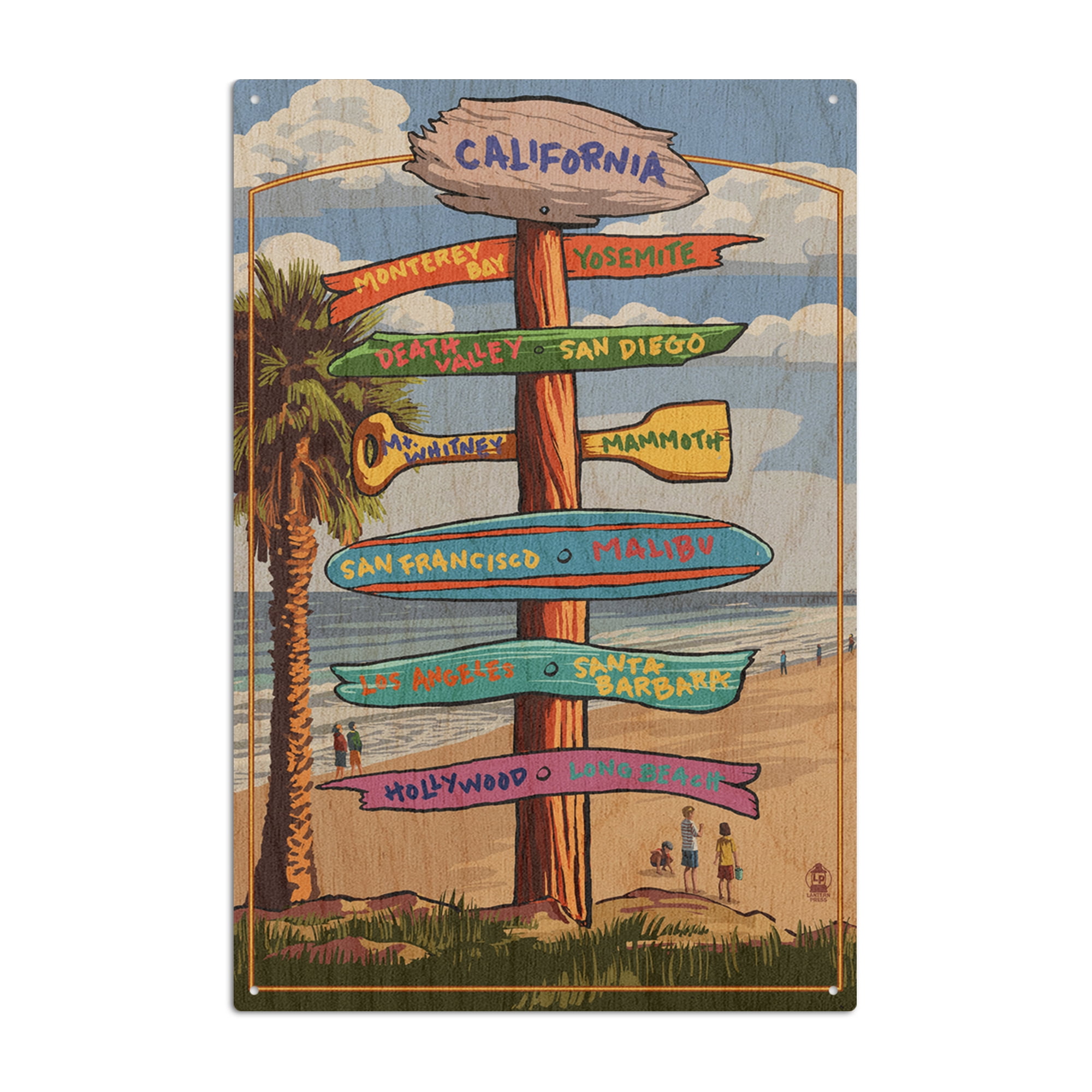 California, Destination Sign Birch Wood Wall Sign (6x9 Rustic Home ...