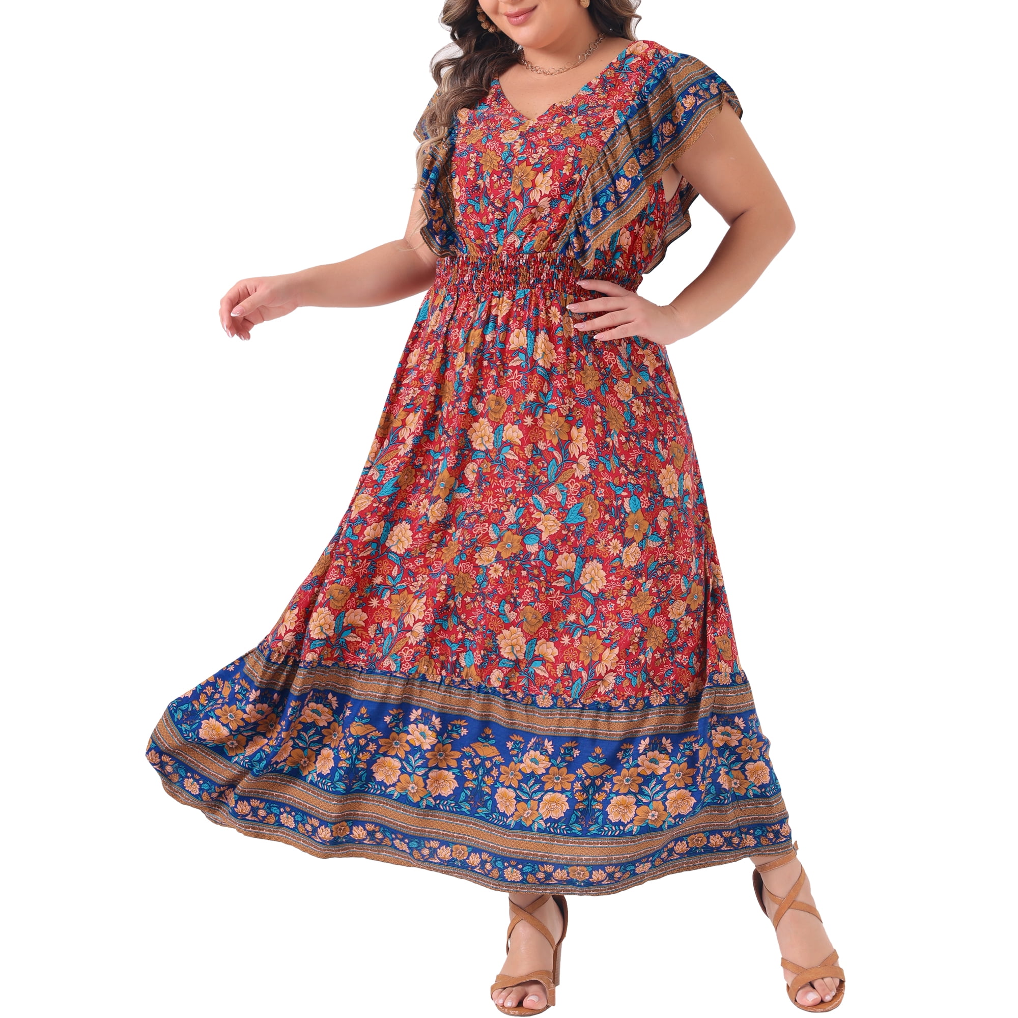 Click here for Grace & Grandeur Plus Size Dress For Women Boho Fl... prices