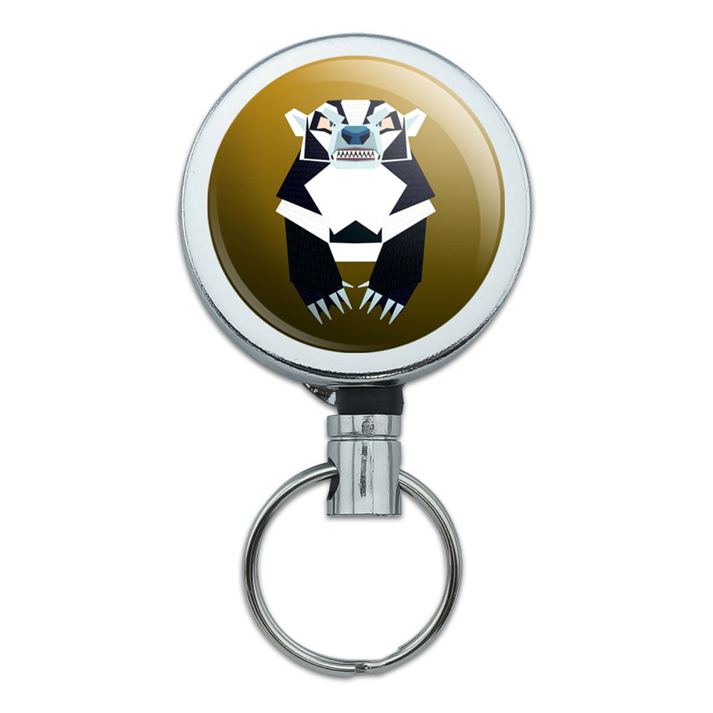 Geometric Badger Black and White Honey Retractable Belt Clip Badge Key ...