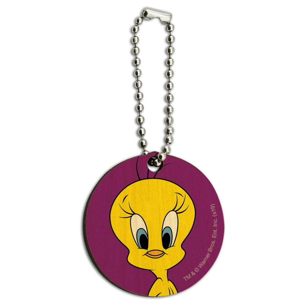 Looney Tunes Tweety Bird Wood Wooden Round Keychain Key Chain Ring ...