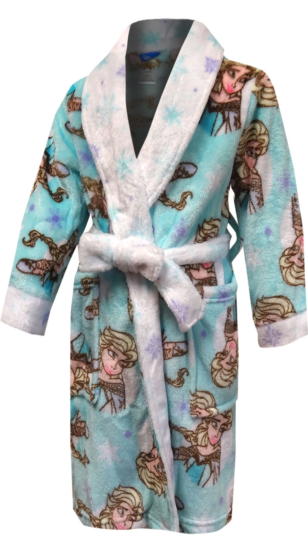 disney girls' little' frozen elsa luxe plush robe, turquoise, 4 ...