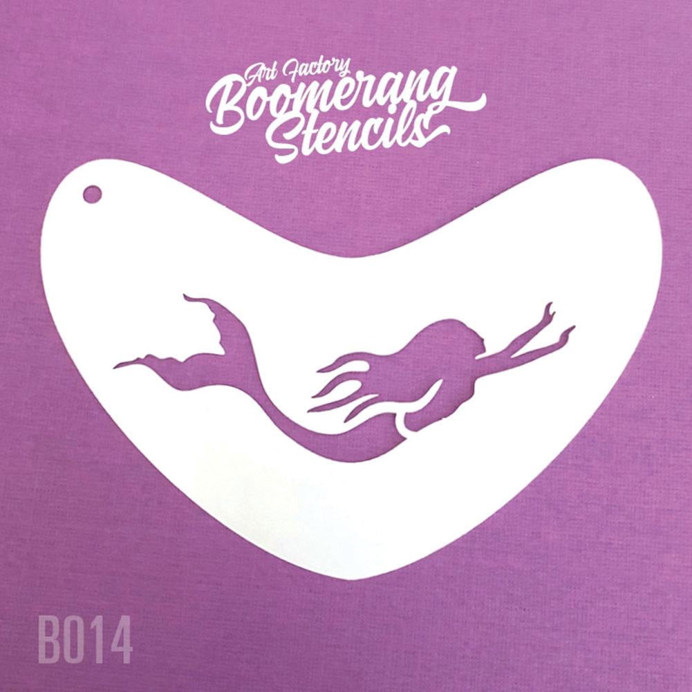 Art Factory Boomerang Stencil - Mermaid Swimming, Reusable Face ...