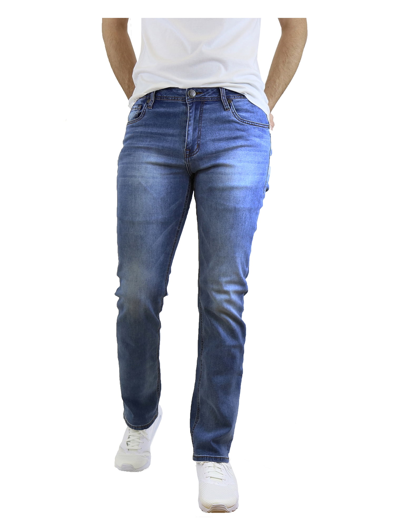 Men's Washed Straight Leg Stretch Jeans - Walmart.com