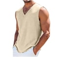 Ceisia Men V Neck Frayed Edge Sleeveless Tank Top Casual Daily Beach ...