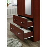 Hodedah Two Door Wardrobe with Two Drawers and Hanging Rod plus Mirror ...