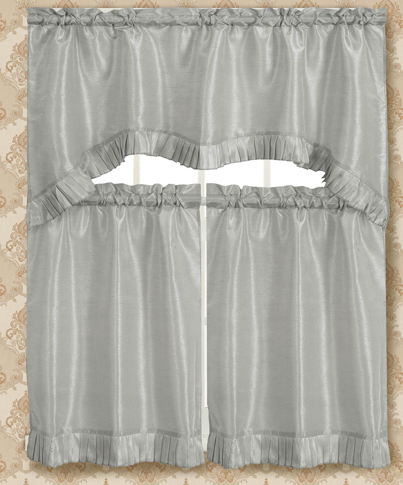 Bermuda Ruffle Kitchen Curtain Tier Set - Walmart.com
