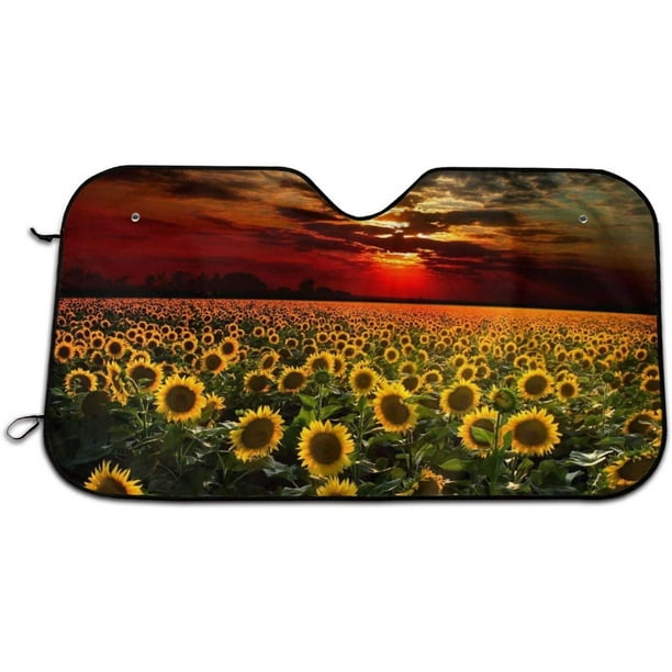 Sunset Sunflower Car Windshield Sun Shade-Blocks Uv Rays Sun Visor ...