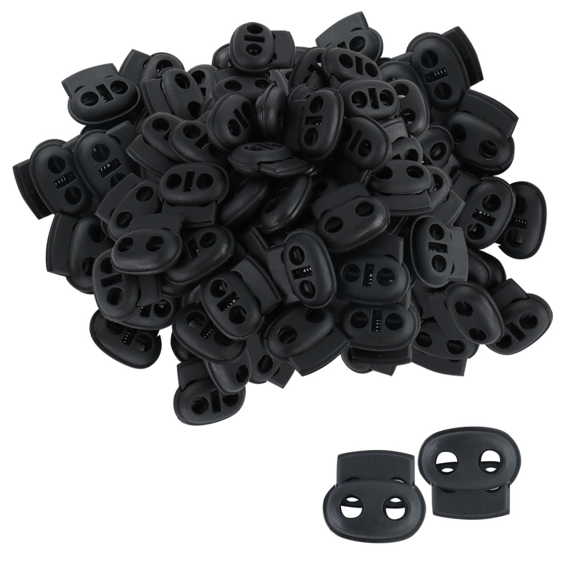 Uxcell Spring Cord Locks Plastic End Fastener Double Holes Clip Rope ...