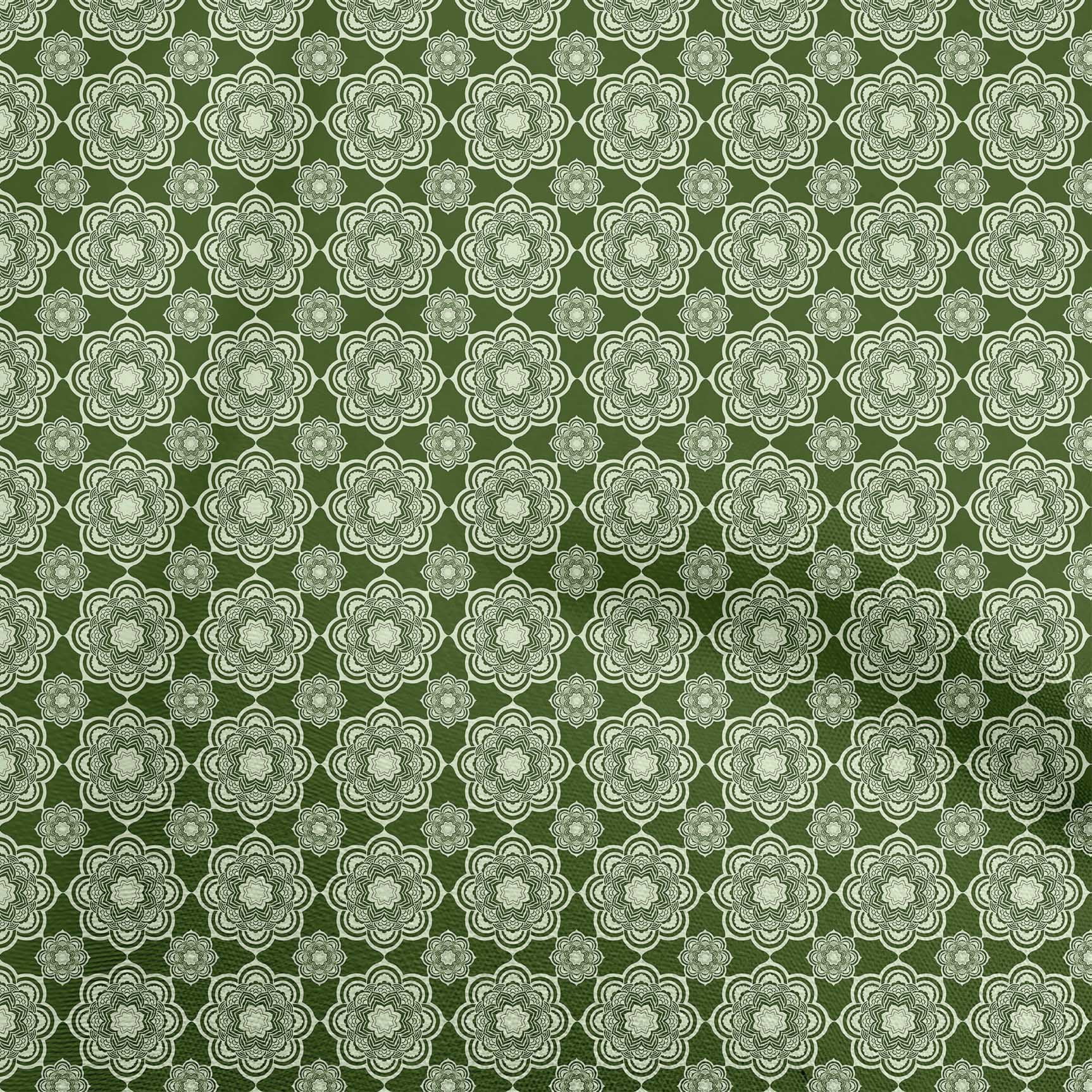 oneOone Cotton Silk Dark Green Fabric Asian Ornamental Diy Clothing ...
